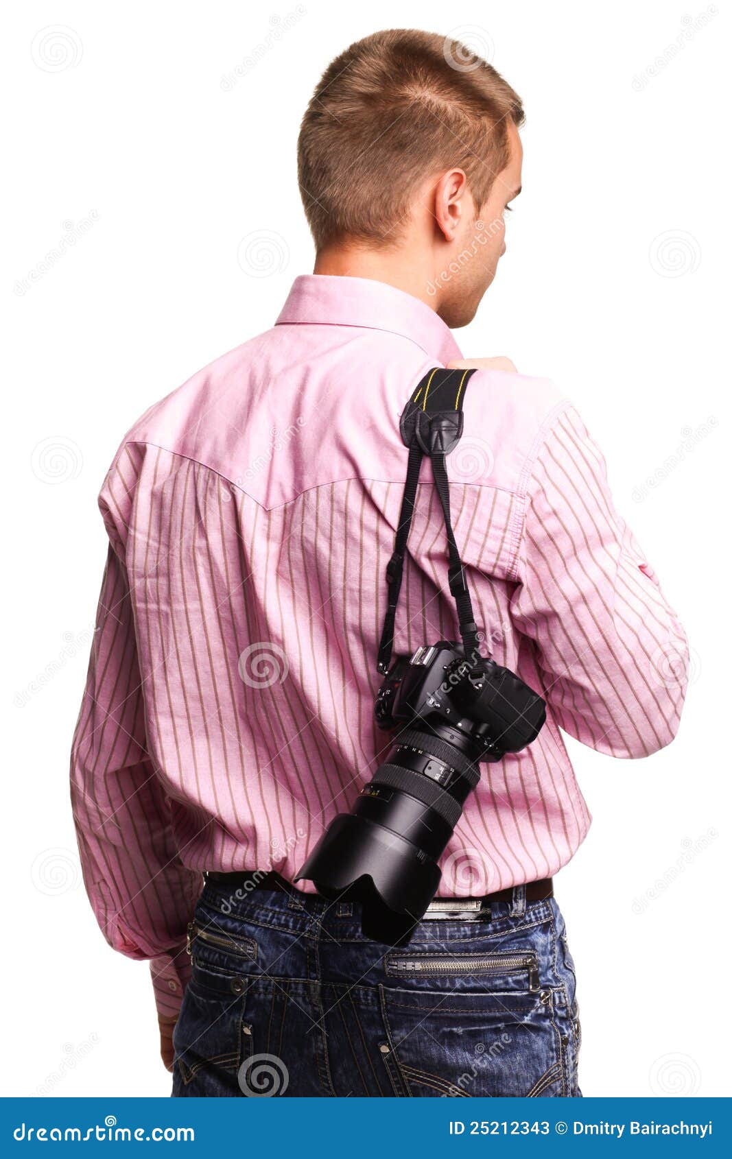 Man with camera stock image. Image of lens, shirt, pink - 25212343