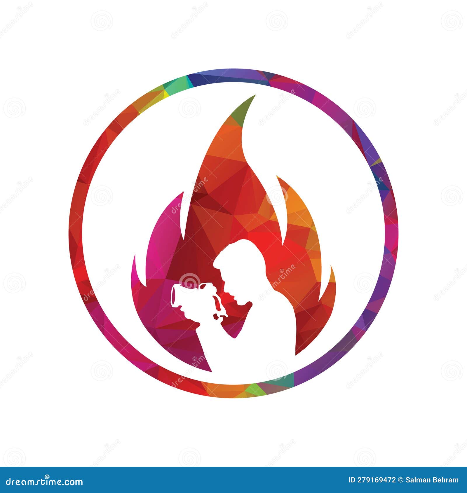 Man with a Camera on Fire Vector Logo Design Template. Stock Vector ...