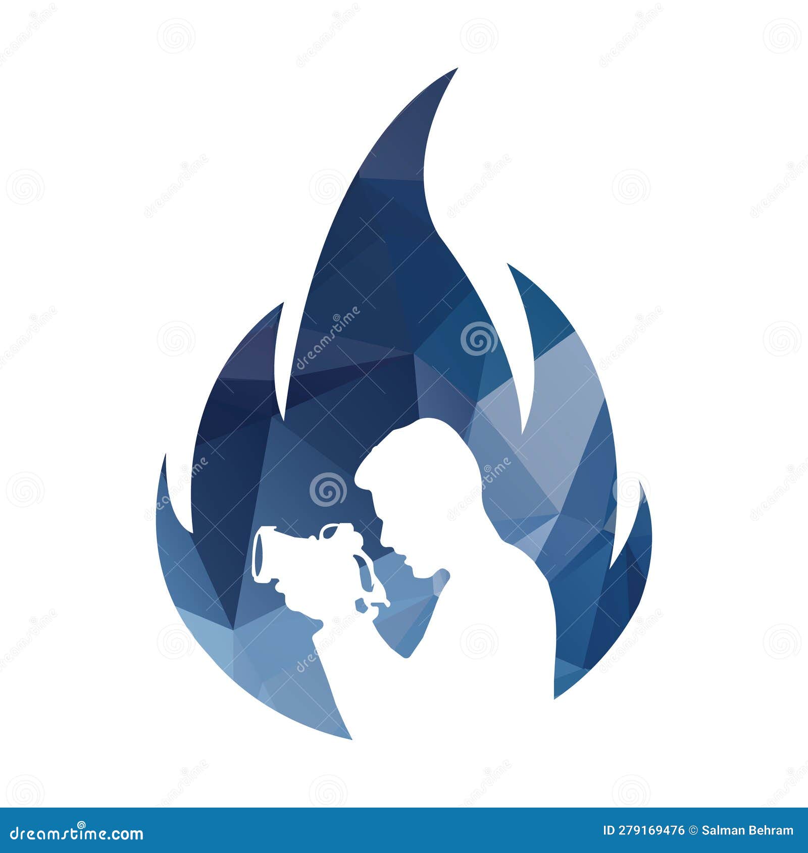 Man with a Camera on Fire Vector Logo Design Template. Stock Vector ...