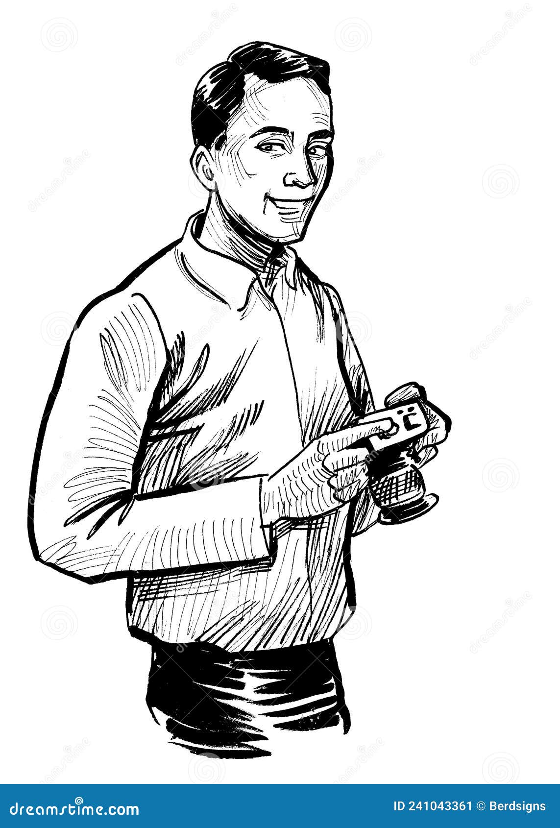 Man with a camera stock illustration. Illustration of white - 241043361
