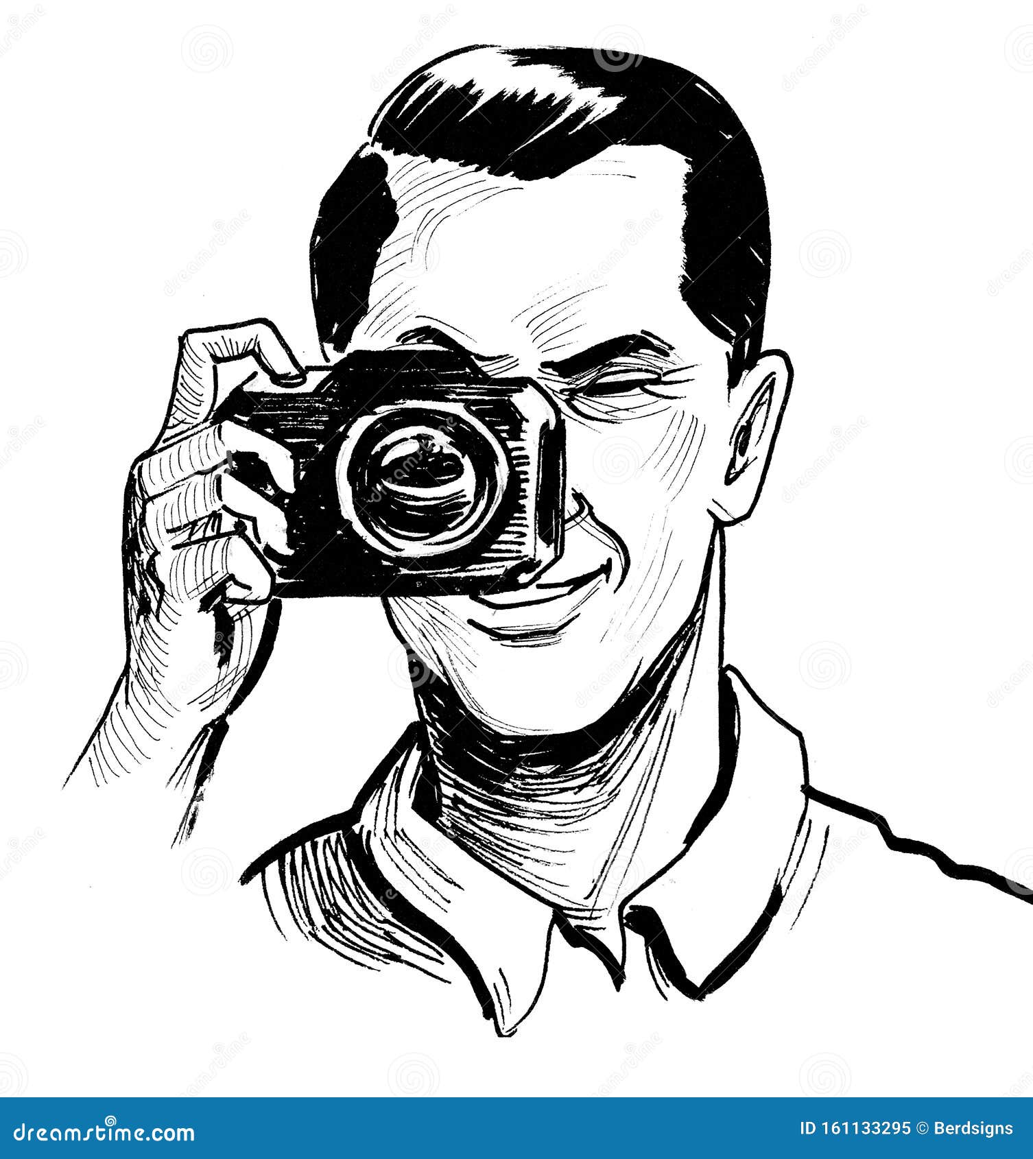 Man with a camera stock illustration. Illustration of drawing - 161133295