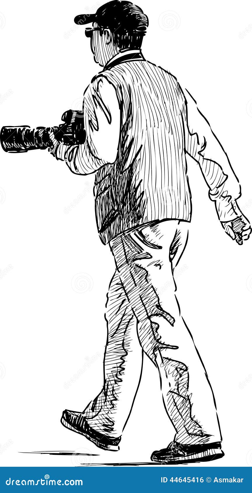 Man with a camera stock vector. Illustration of drawing - 44645416