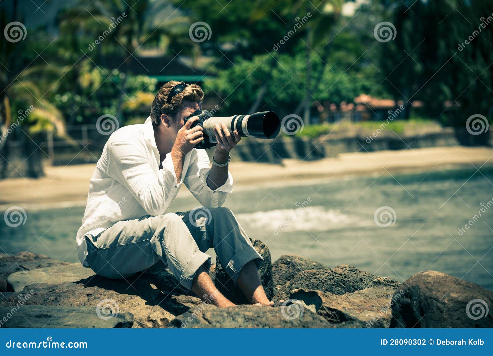 Man with Camera and a Zoom Lens Stock Photo - Image of nature, maui ...