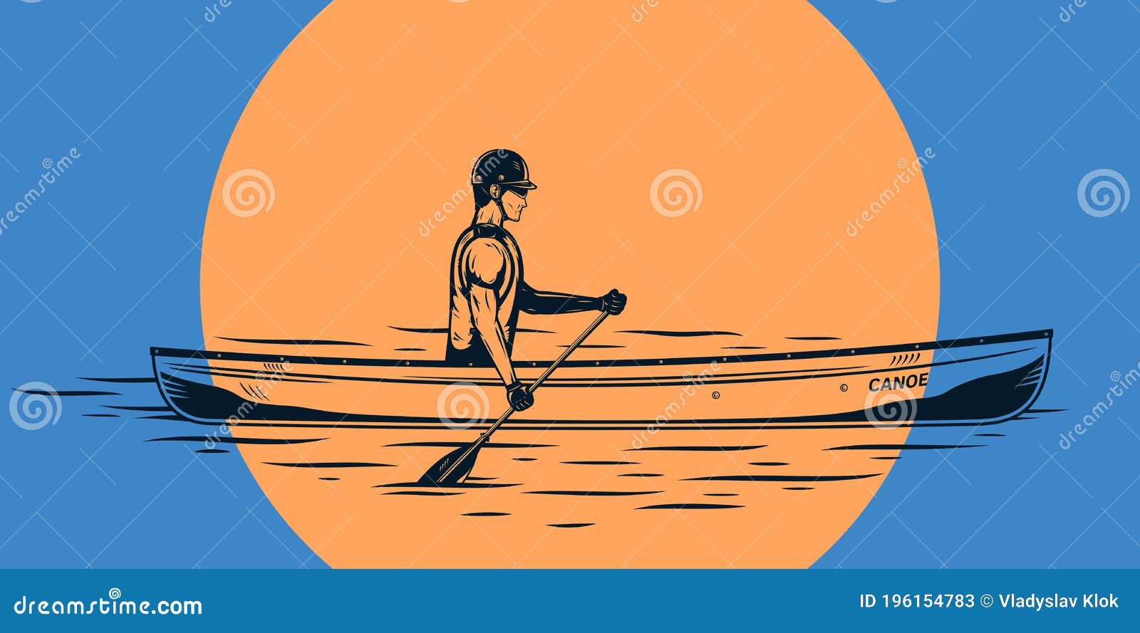 Man Canoeing on a River Vector Illustration Stock Vector - Illustration ...