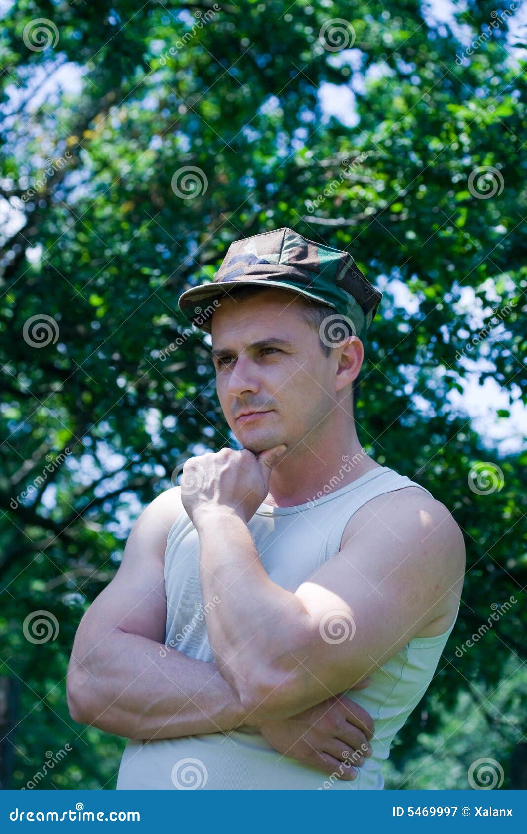 Man with cap stock image. Image of male, outdoors, meditate - 5469997