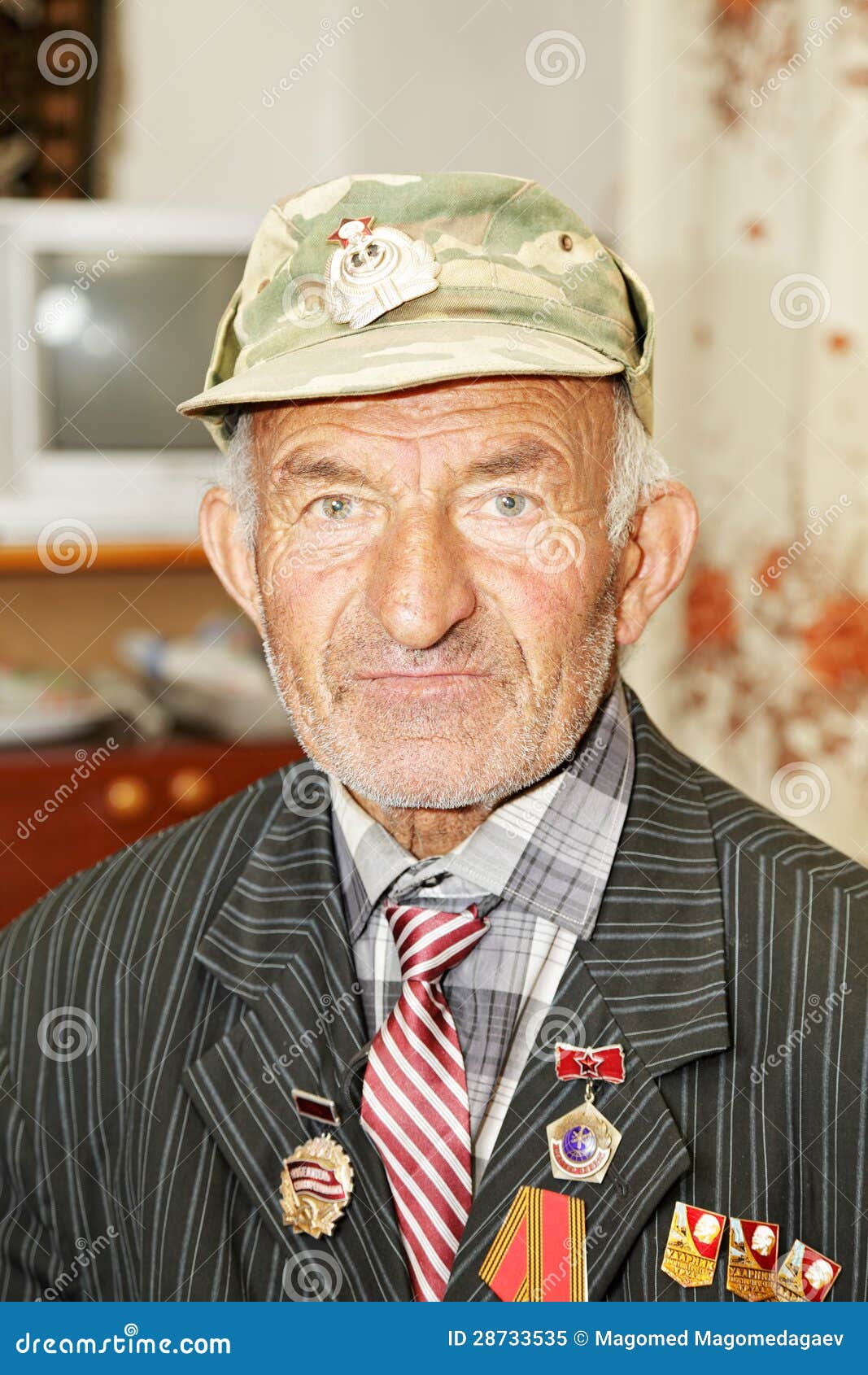Man in cap with medals stock image. Image of retirement - 28733535