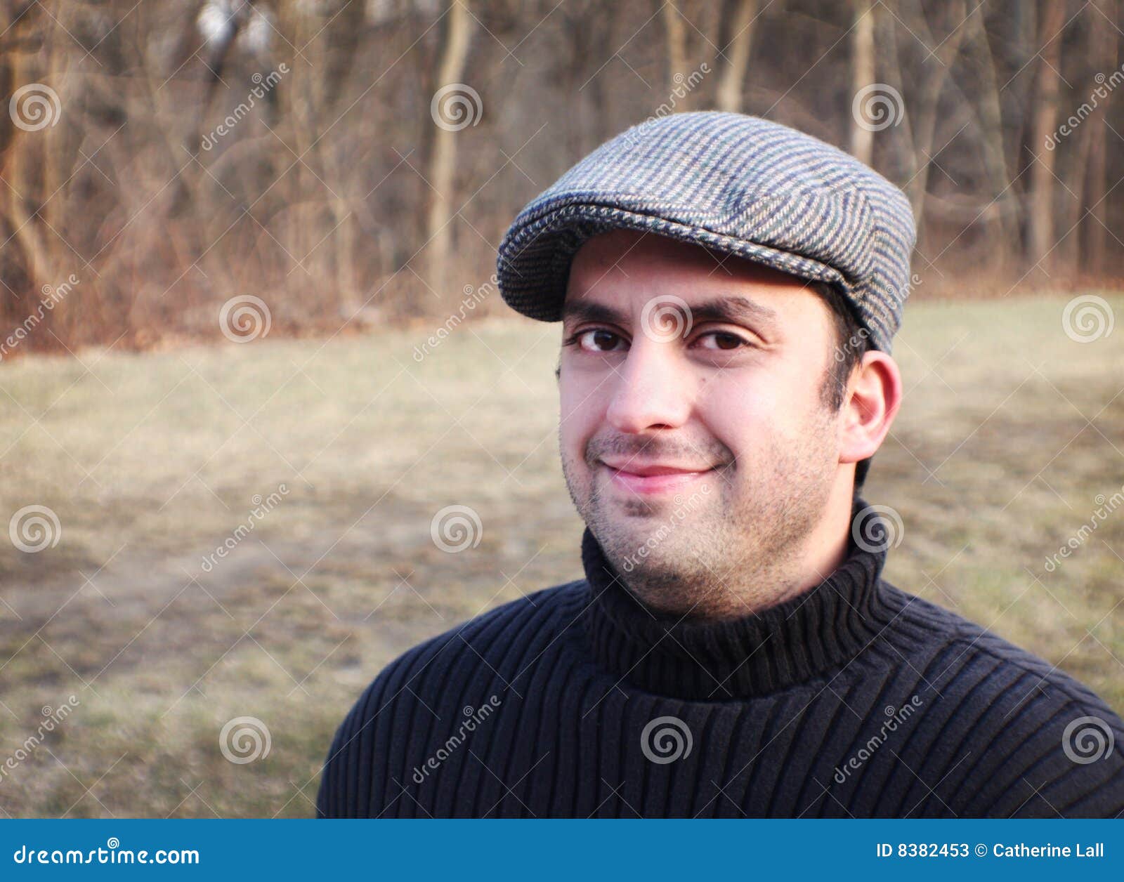Man in Cap Smiling stock image. Image of woods, posing - 8382453