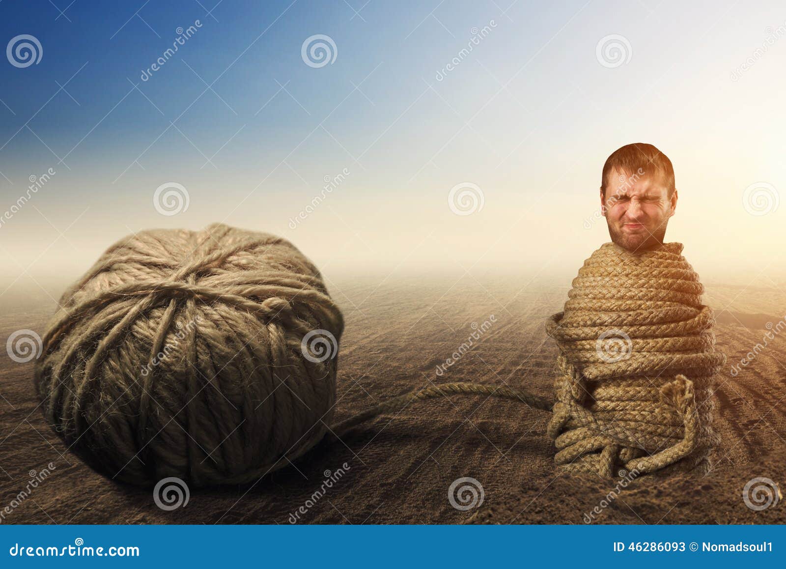 Man in Captivity of Threads Stock Image - Image of helpless, expression ...