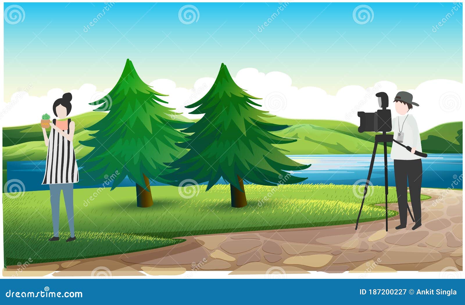 Man Capturing Images of a Female Model Stock Vector - Illustration of ...