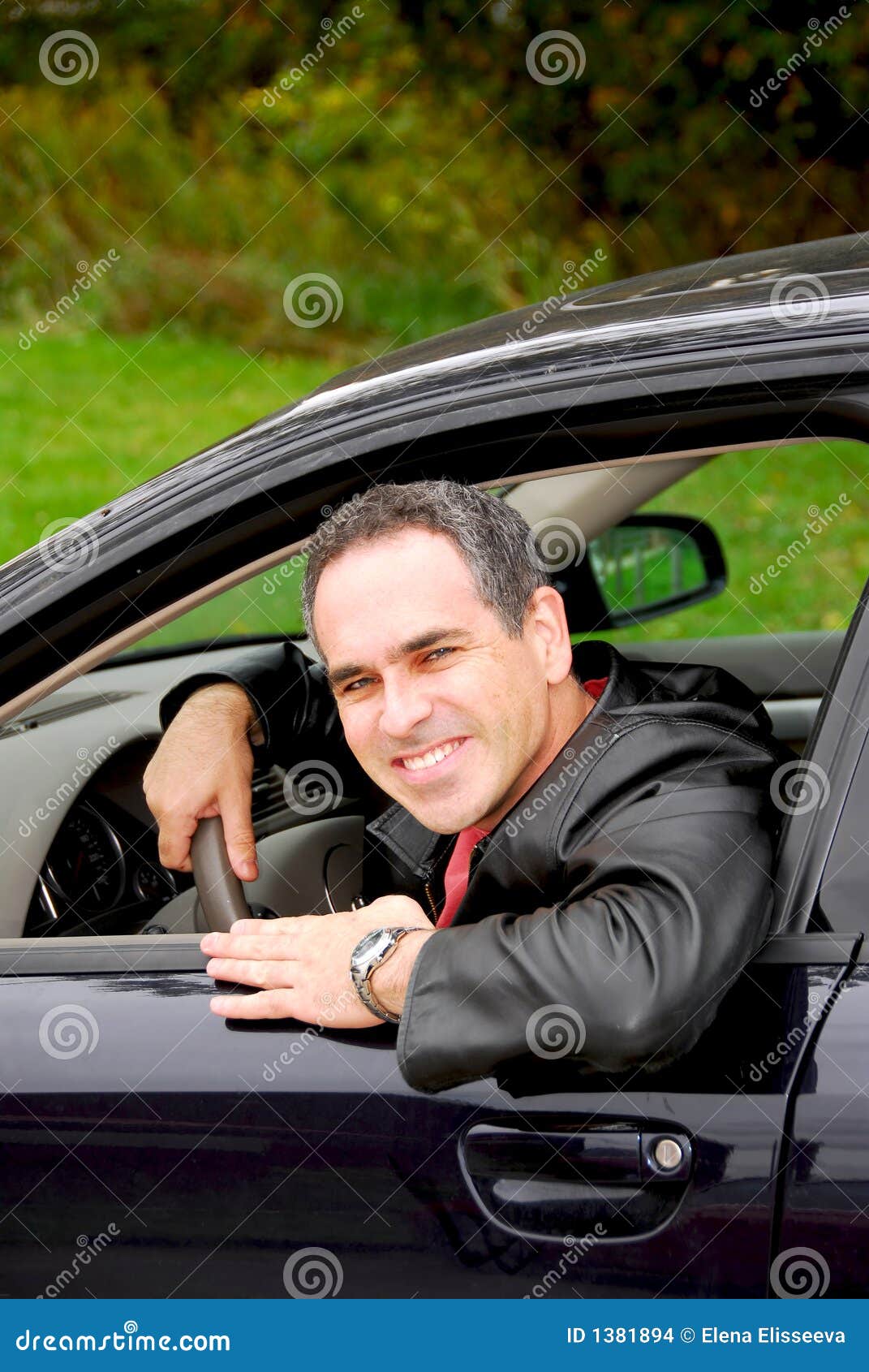 Man in car stock photo. Image of smile, driver, luxury - 1381894