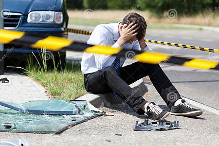Man after car accident stock image. Image of accident - 45221009