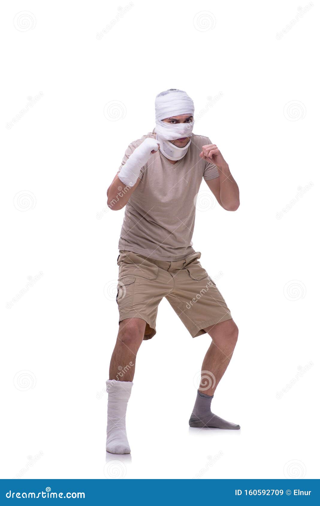 Man after Car Accident Isolated on White Stock Image - Image of gypsum ...