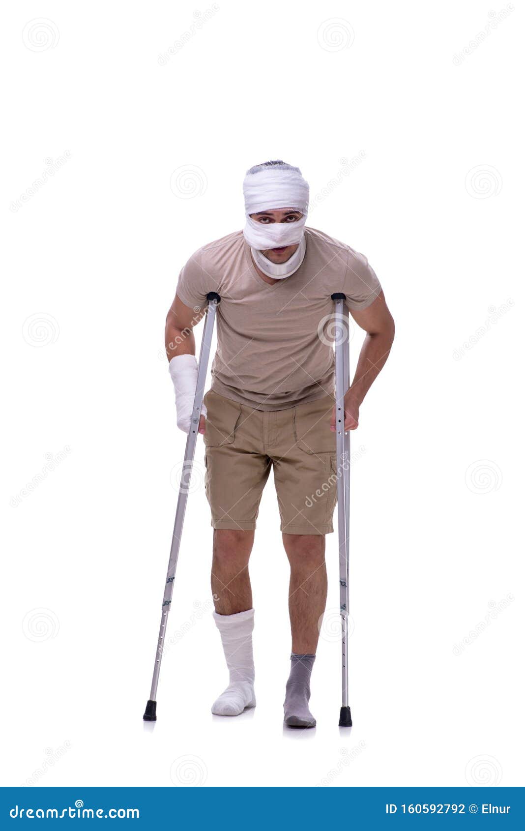 Man after Car Accident Isolated on White Stock Photo - Image of bandage ...