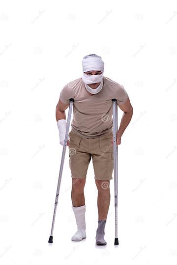 Man after Car Accident Isolated on White Stock Photo - Image of bandage ...