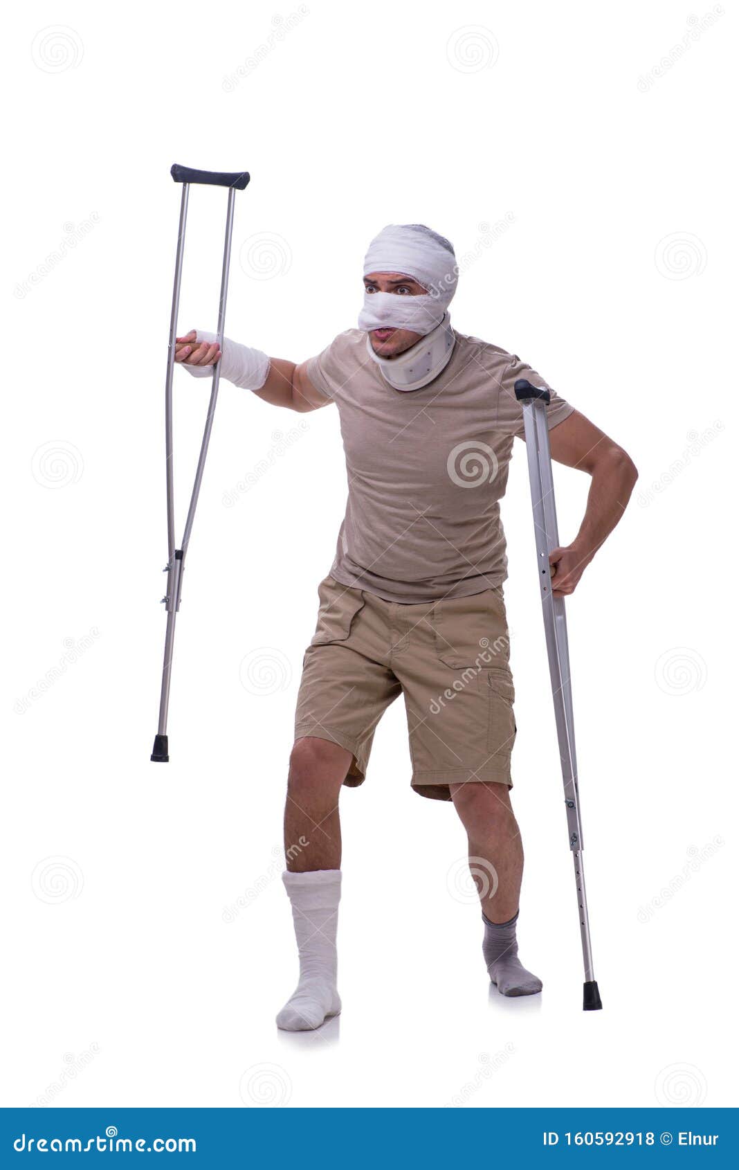 Man after Car Accident Isolated on White Stock Photo - Image of bandage ...