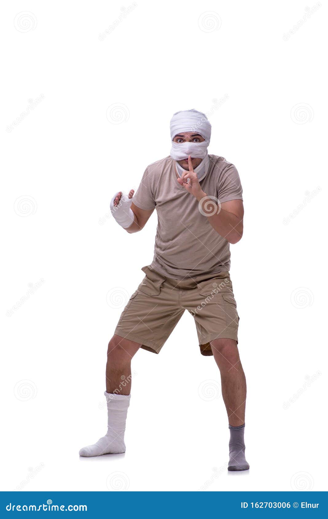 Man after Car Accident Isolated on White Stock Photo - Image of bandage ...