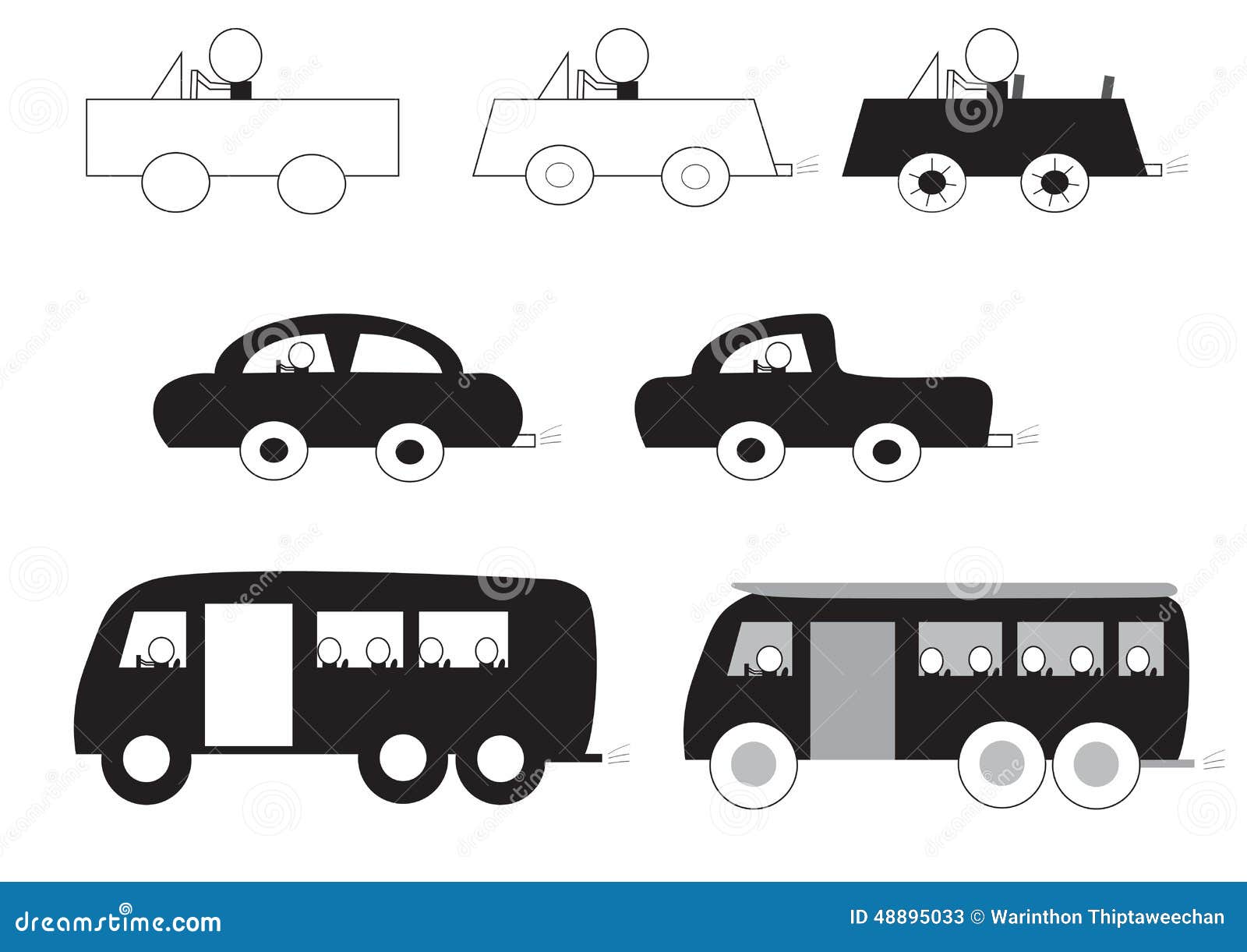 Man On Car And Bus Cartoon | CartoonDealer.com #48895033