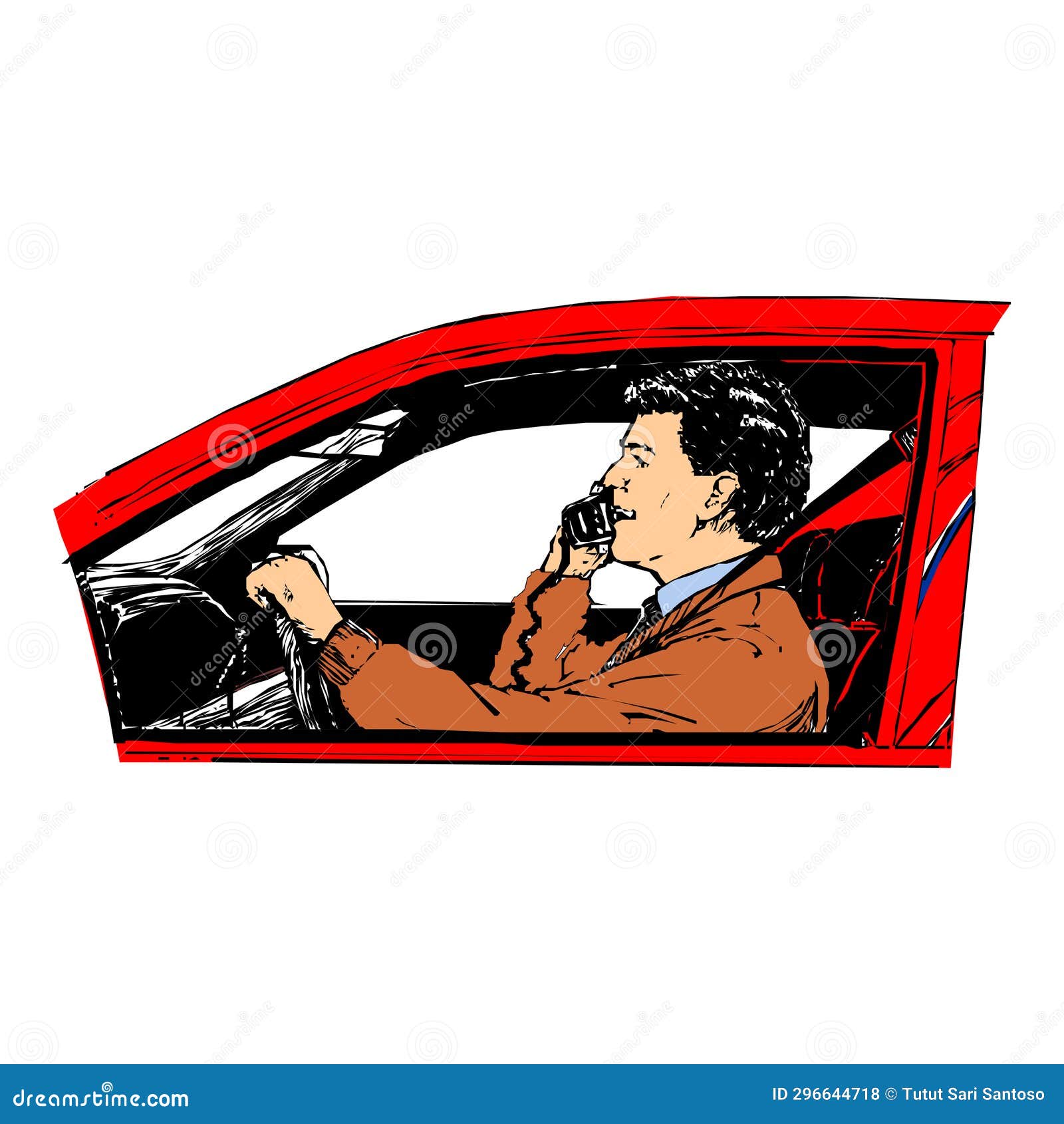 Man in car stock vector. Illustration of telephoning - 296644718