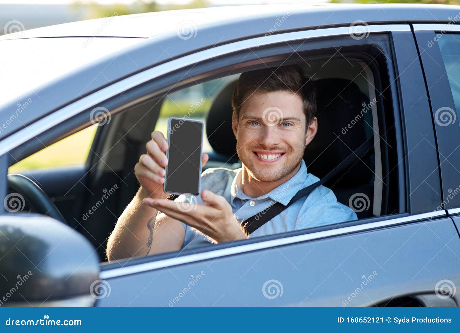 Man or Car Driver Showing Smartphone Stock Image - Image of gadget ...