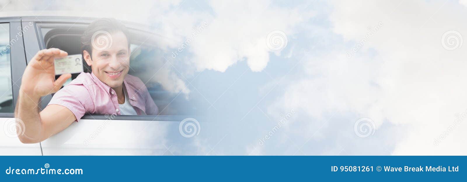 Man in Car Holding License Card with Transition Stock Image - Image of ...