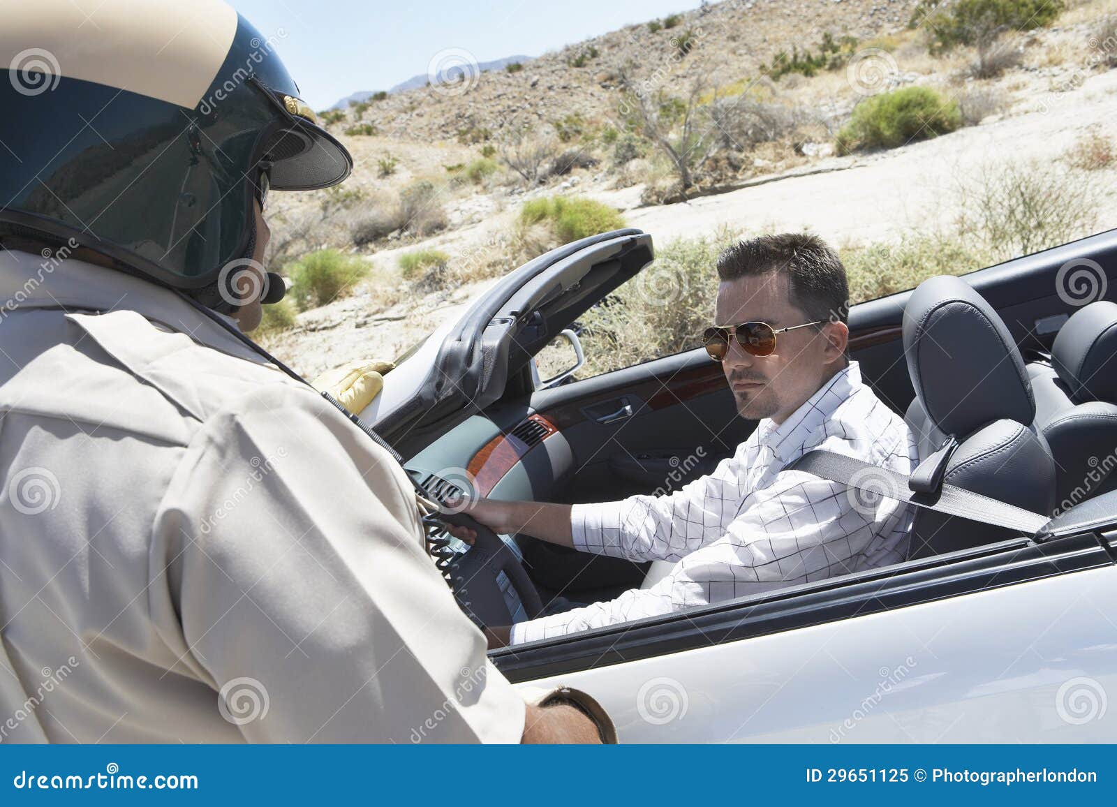 Man in Car Looking at Traffic Cop Stock Image - Image of justice ...