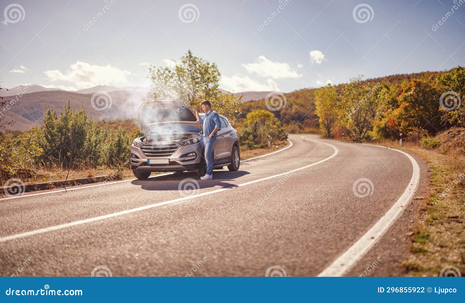 Man with Car Problem, Standing on the Road Stock Photo - Image of ...