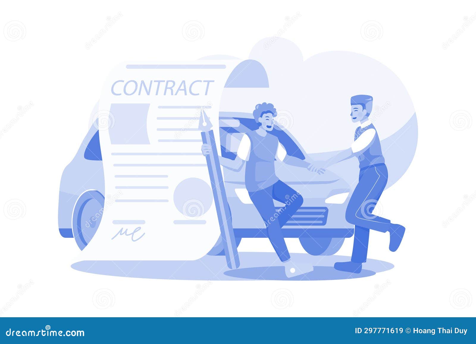 Man and Car Showroom Manager Signing Contract Stock Vector ...