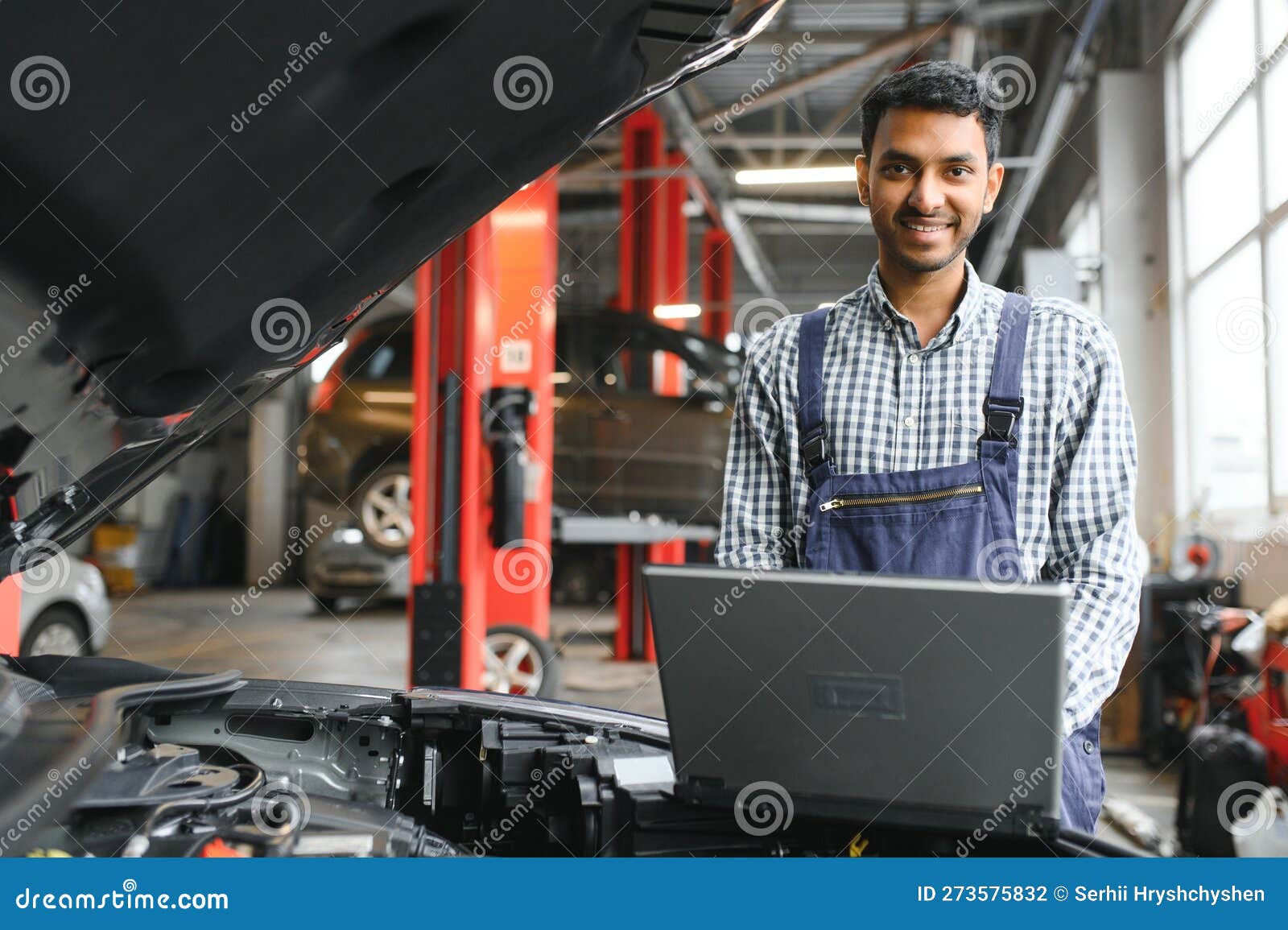 Man Car Technician Mechanic Repairing Car Problem of Engine, during ...