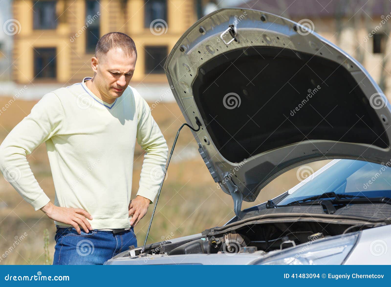 Man and car stock photo. Image of exasperation, despair - 41483094