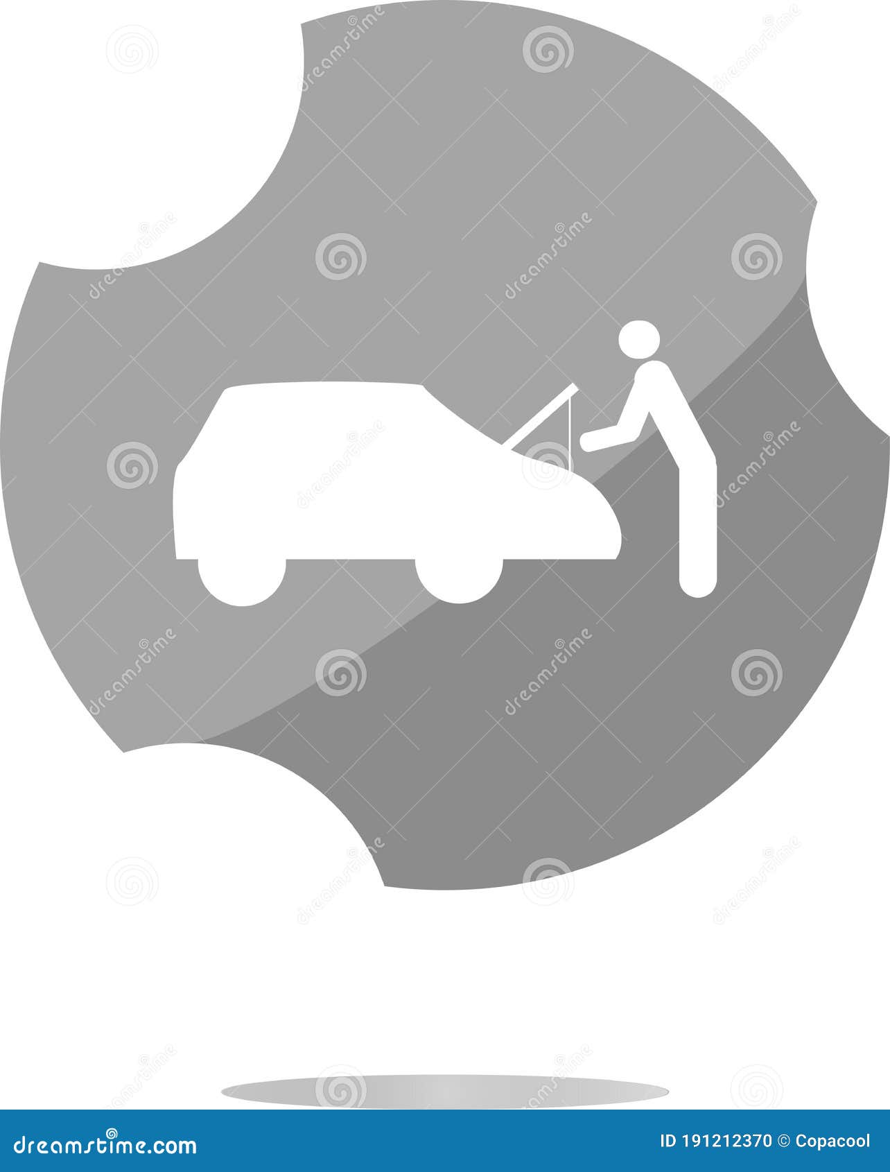 Man and Car on Web Icon Button Isolated on White Stock Illustration ...