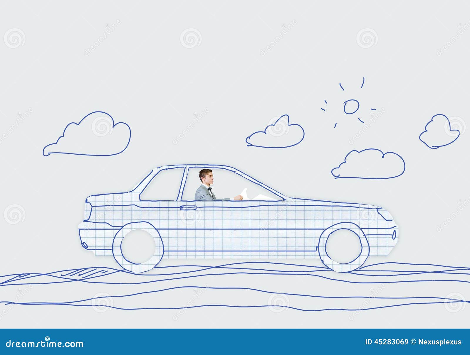 Man in car stock illustration. Illustration of sketch - 45283069