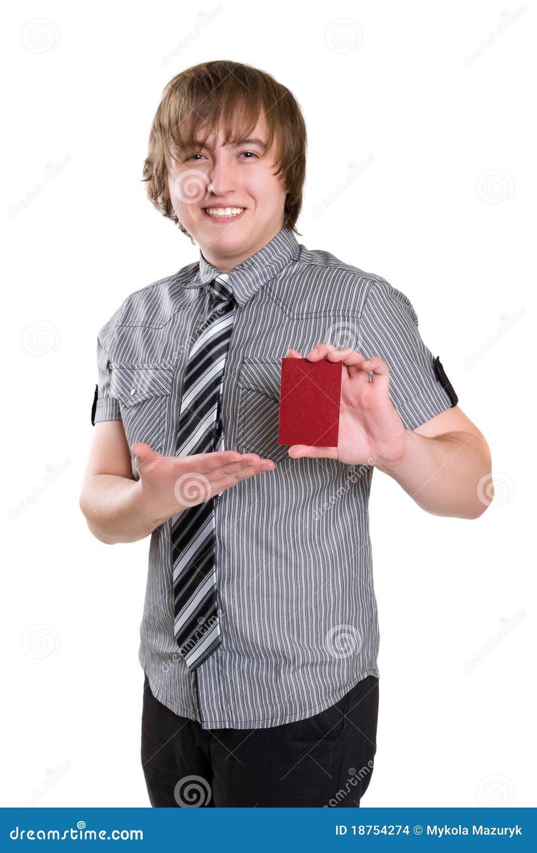 Man with card stock photo. Image of note, display, hand - 18754274