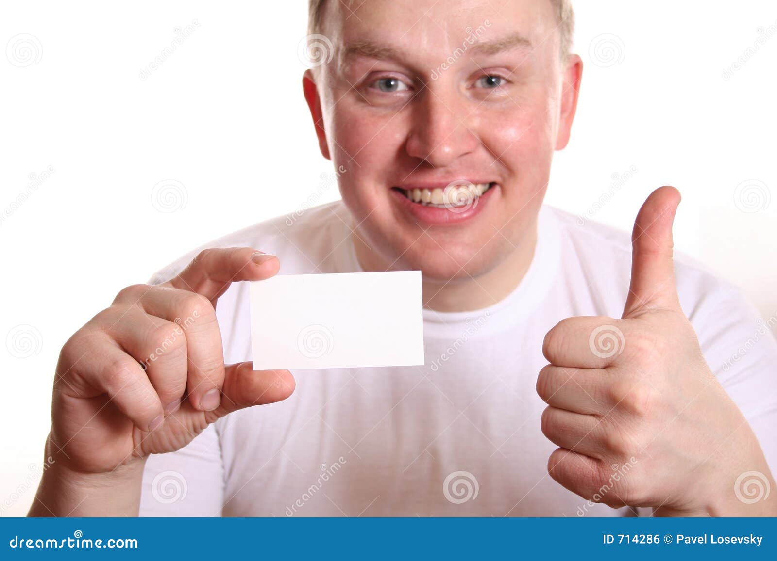 Man with card and thumb up stock photo. Image of blank - 714286