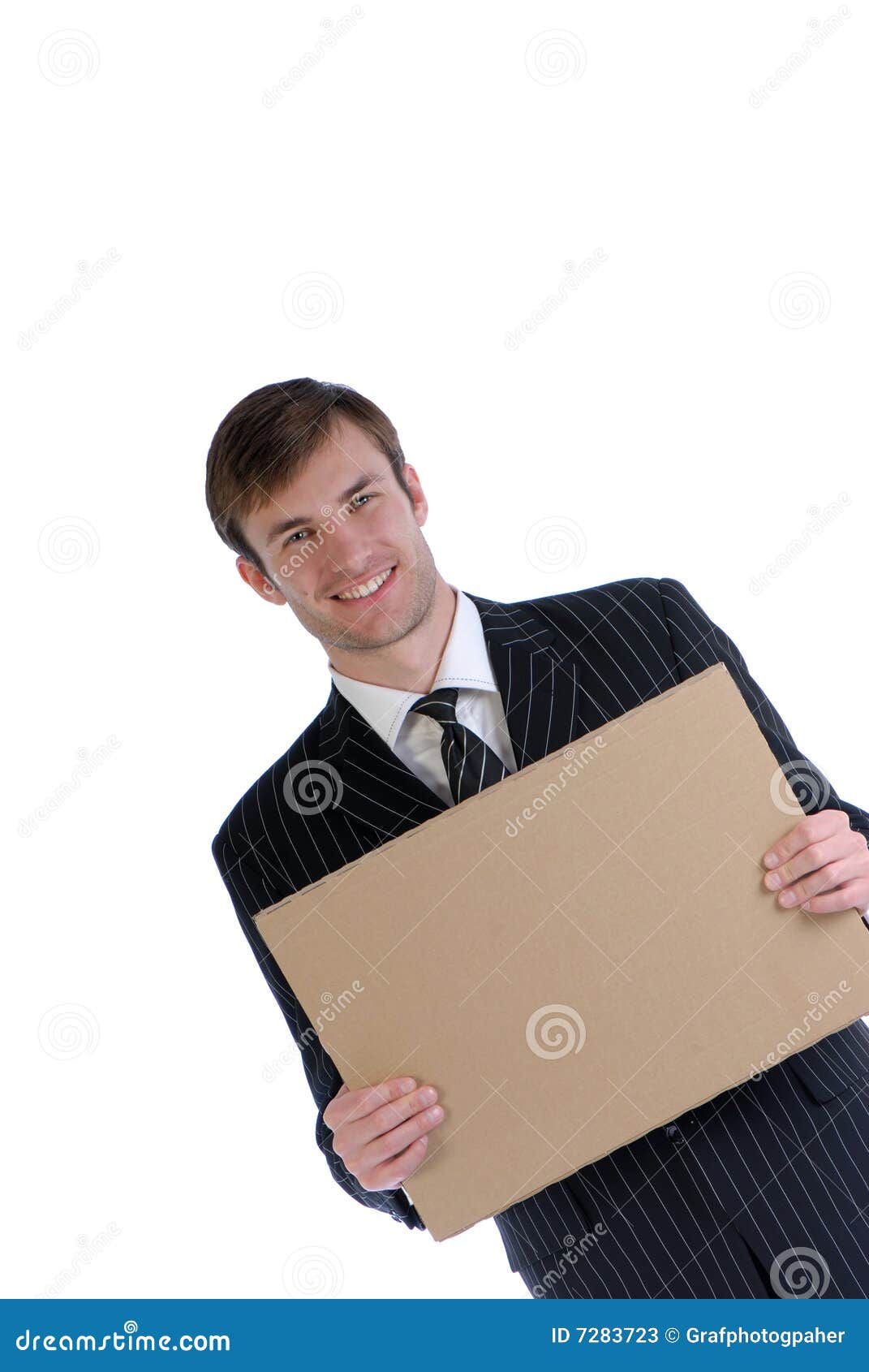 Man and cardboard stock image. Image of communication - 7283723