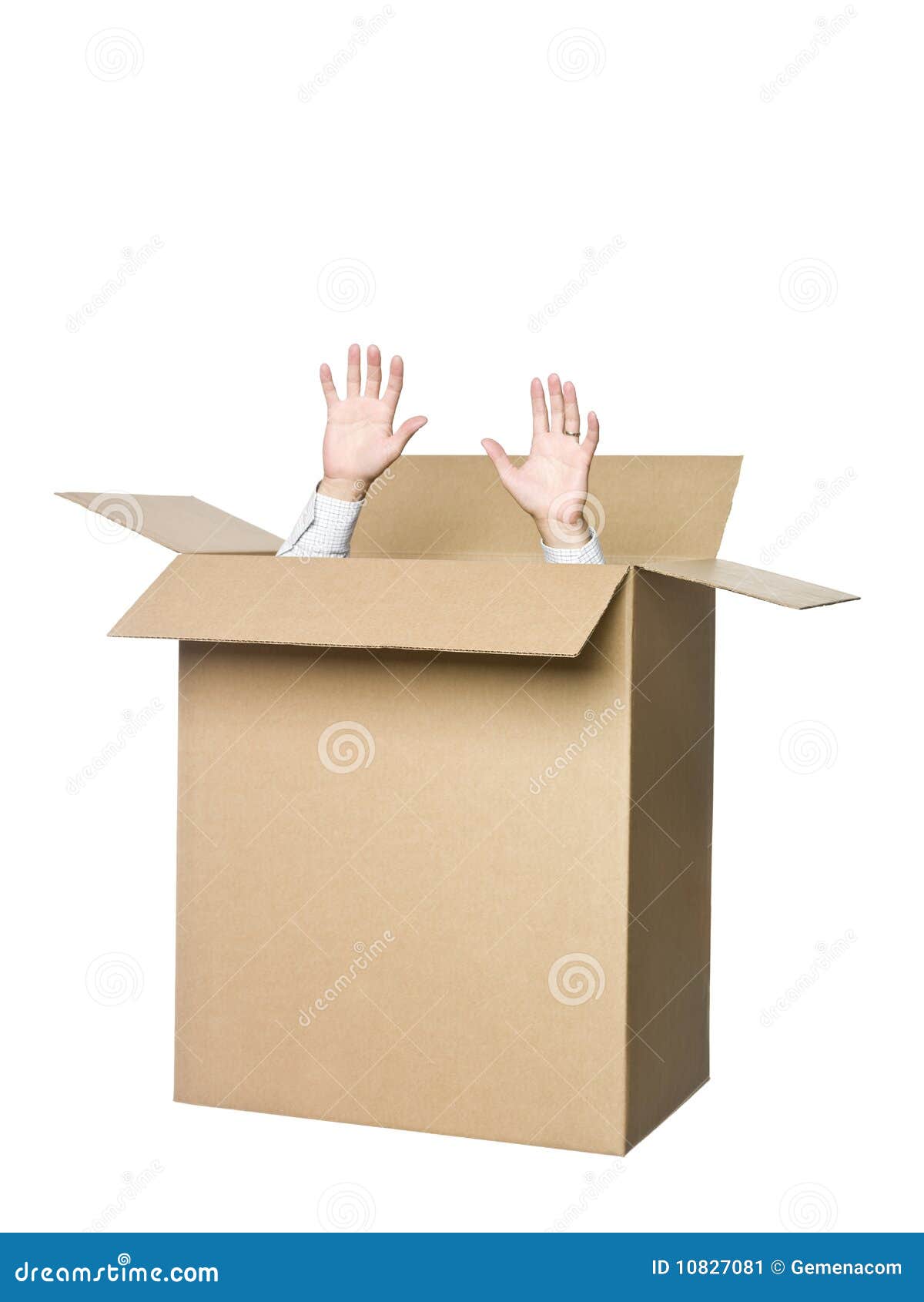 Man in a cardboard box. stock image. Image of hair, confined - 10827081