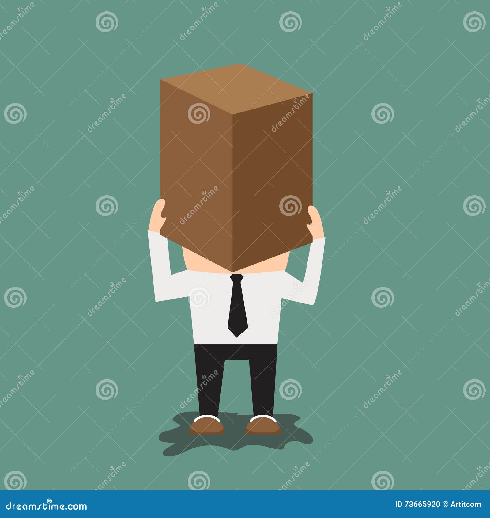 Man with Cardboard Box on His Head. Stock Vector - Illustration of head ...