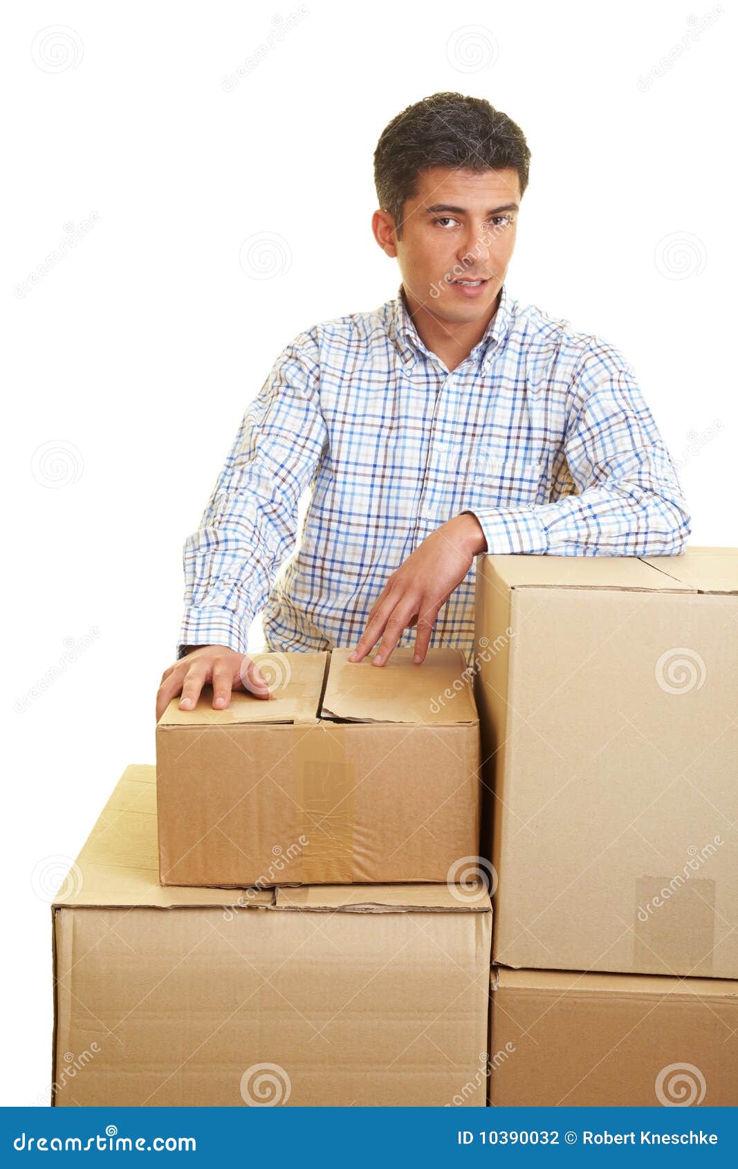 Man with cardboard boxes stock photo. Image of boxes - 10390032