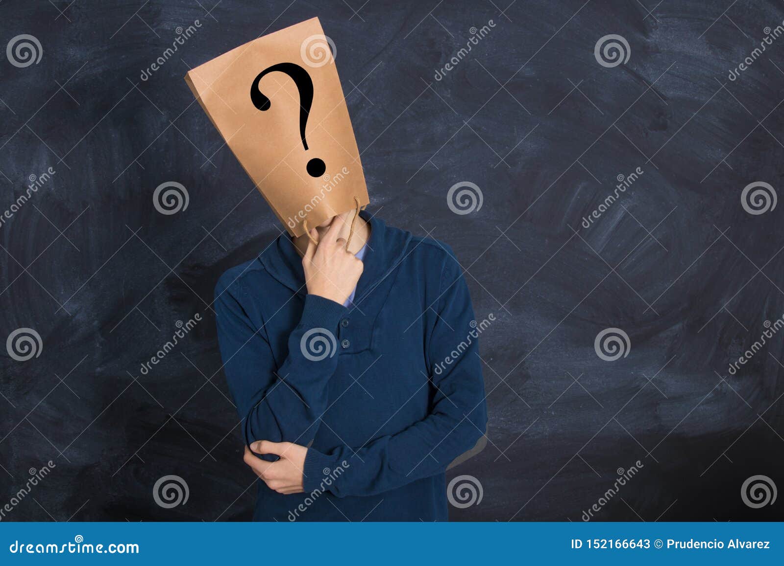 Man with Cardboard Head and Thoughtful Stock Image - Image of attitude ...