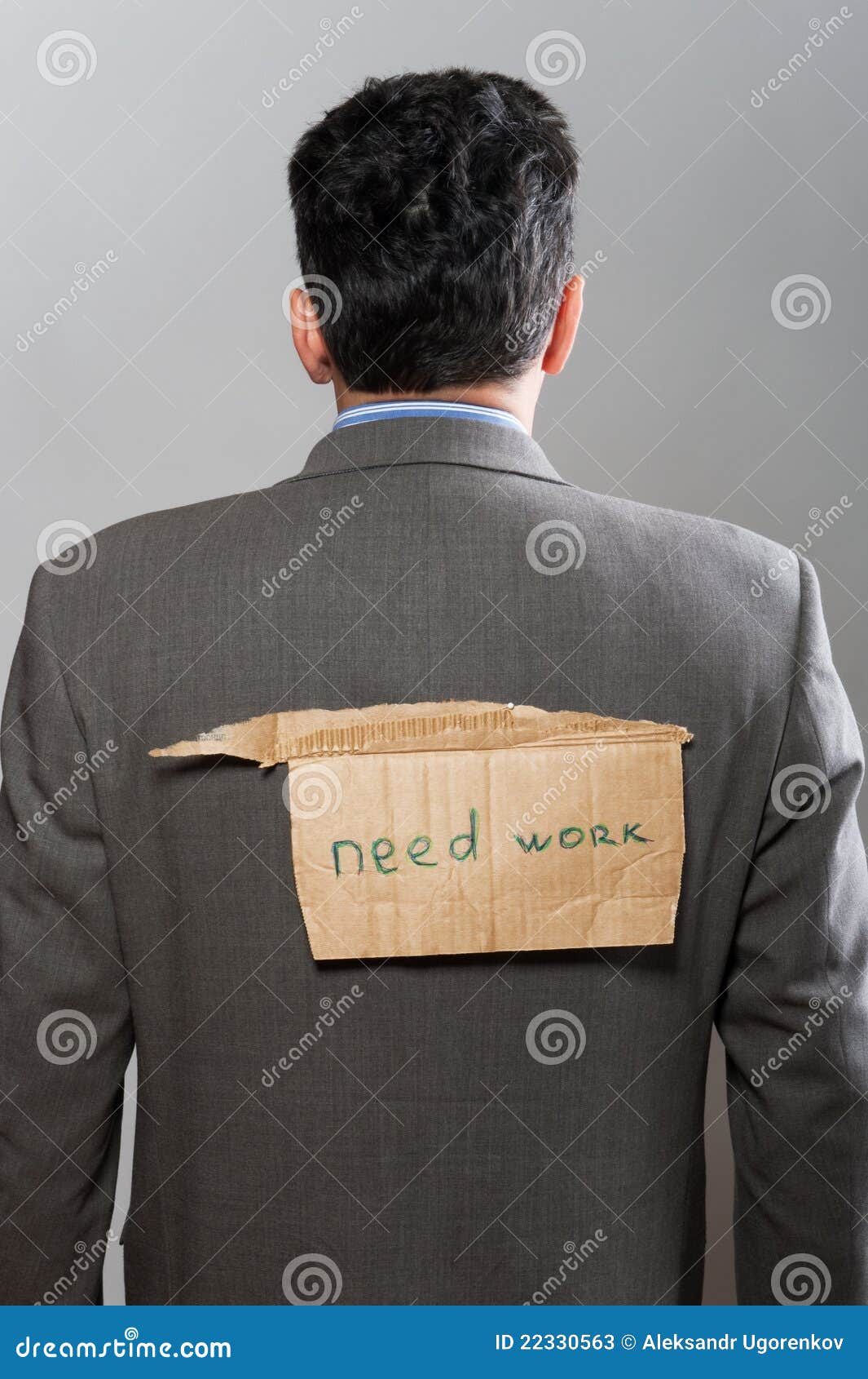 Man with Cardboard Sign Need Work Stock Image - Image of looking ...