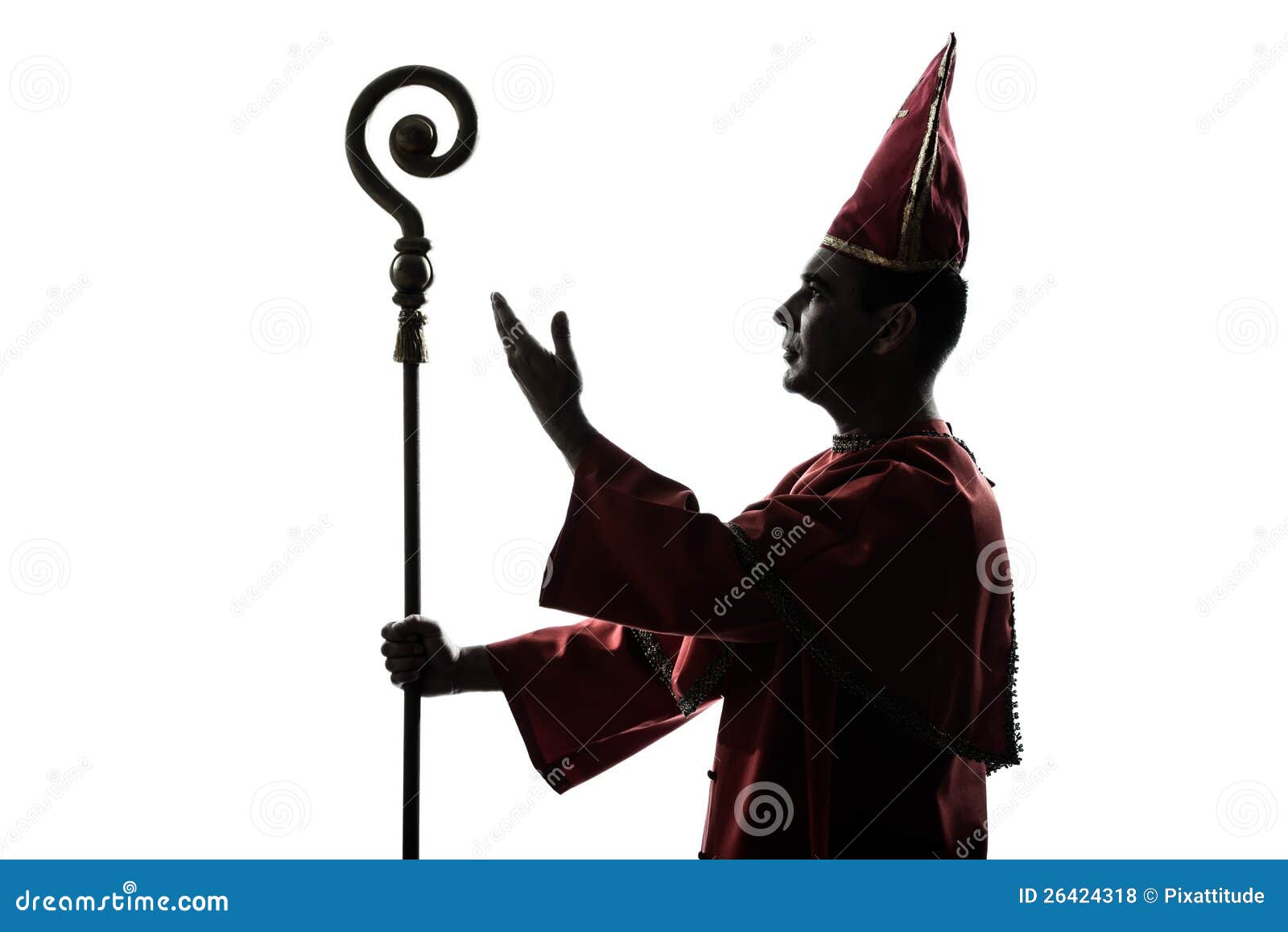 Man Cardinal Bishop Silhouette Saluting Blessing Stock Photo - Image of ...