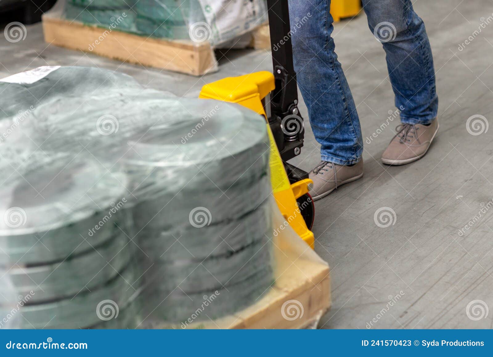 Man with Cargo on Loader Working at Warehouse Stock Image - Image of ...