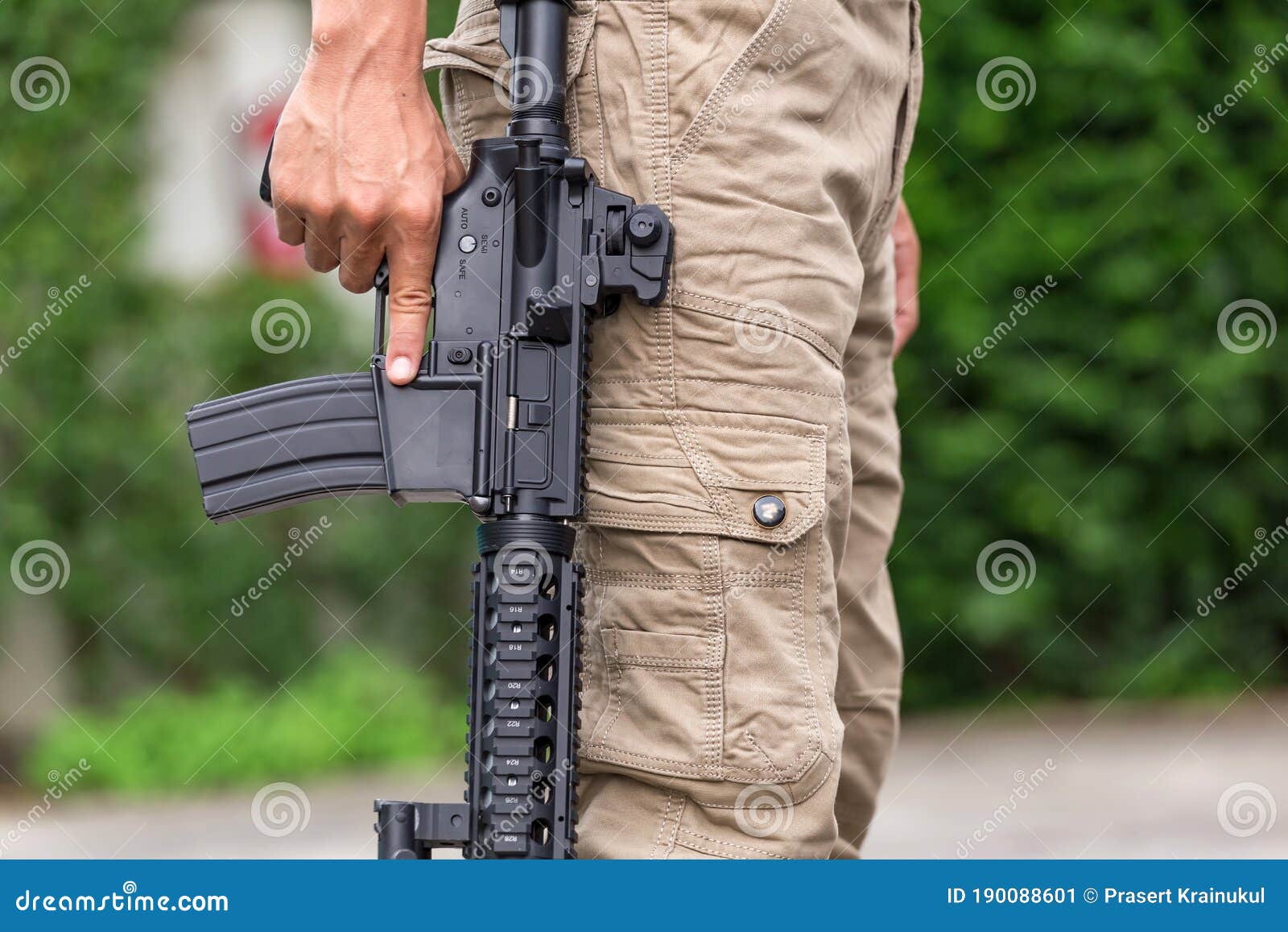 Man in Cargo Pants with Gun Stock Image - Image of enforcement, killer ...