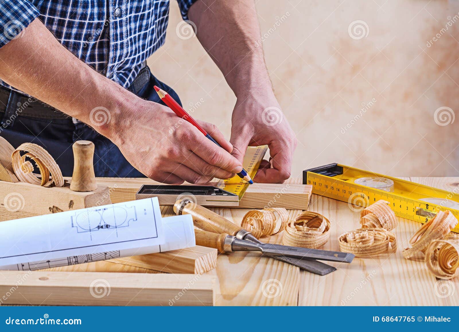 Man with Carpenters Tools Construction Concept Stock Image - Image of ...