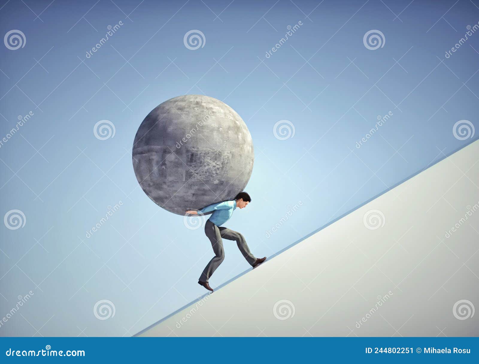 Man carries a big sphere stock illustration. Illustration of power ...