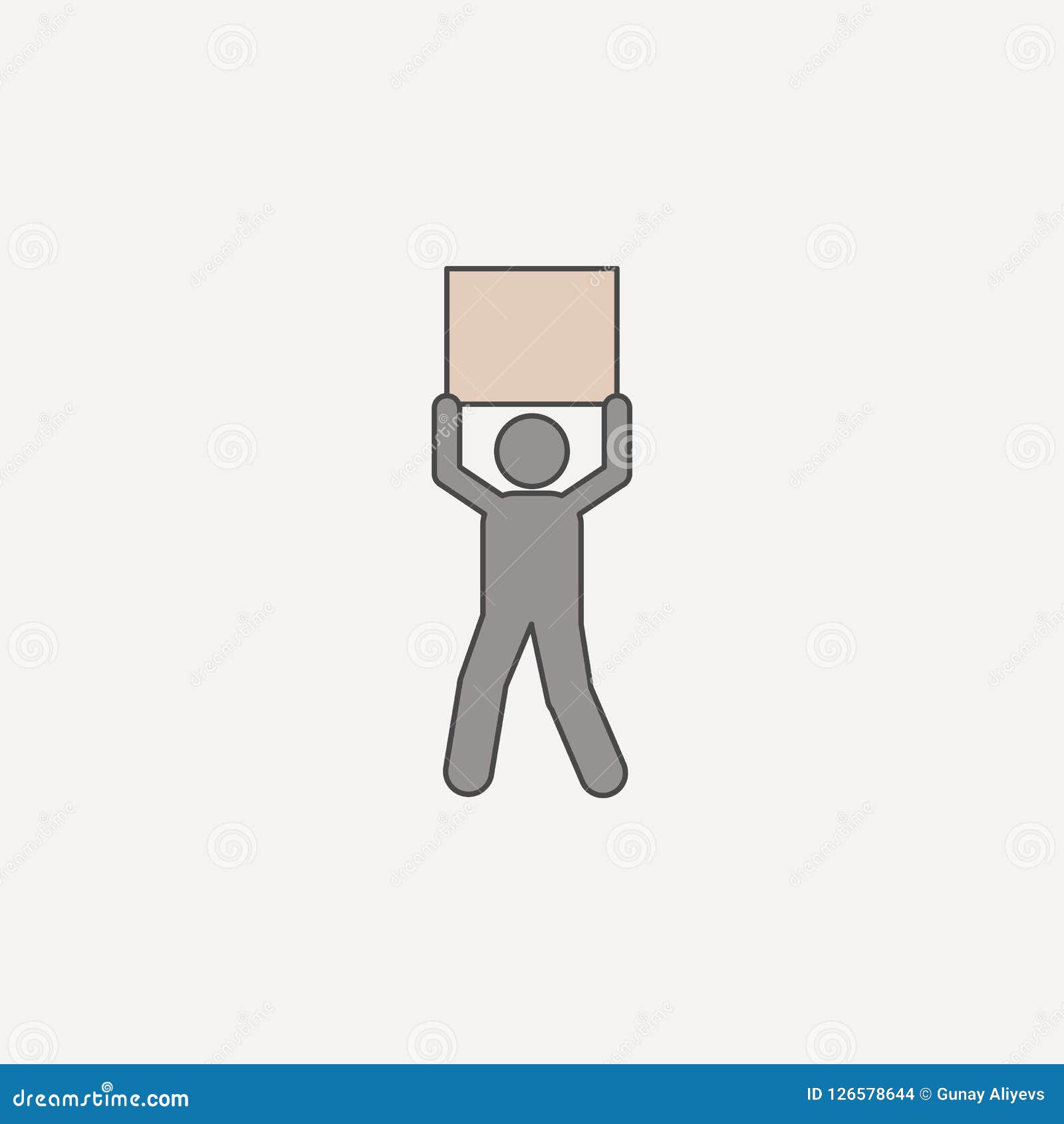 Man Carries Box Overhead 2 Colored Line Icon. Simple Colored Element ... Man Carries Box Overhead 2 Colored Line Icon. Simple Colored Element ...