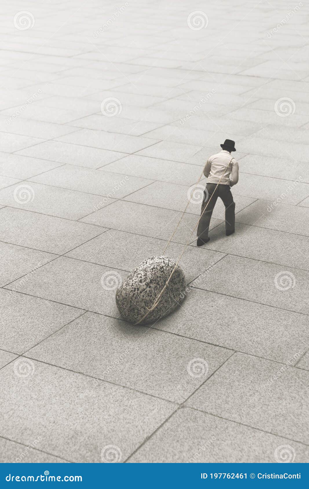 Man Carries a Giant Stone, Concept of Strength and Success Stock Image ...