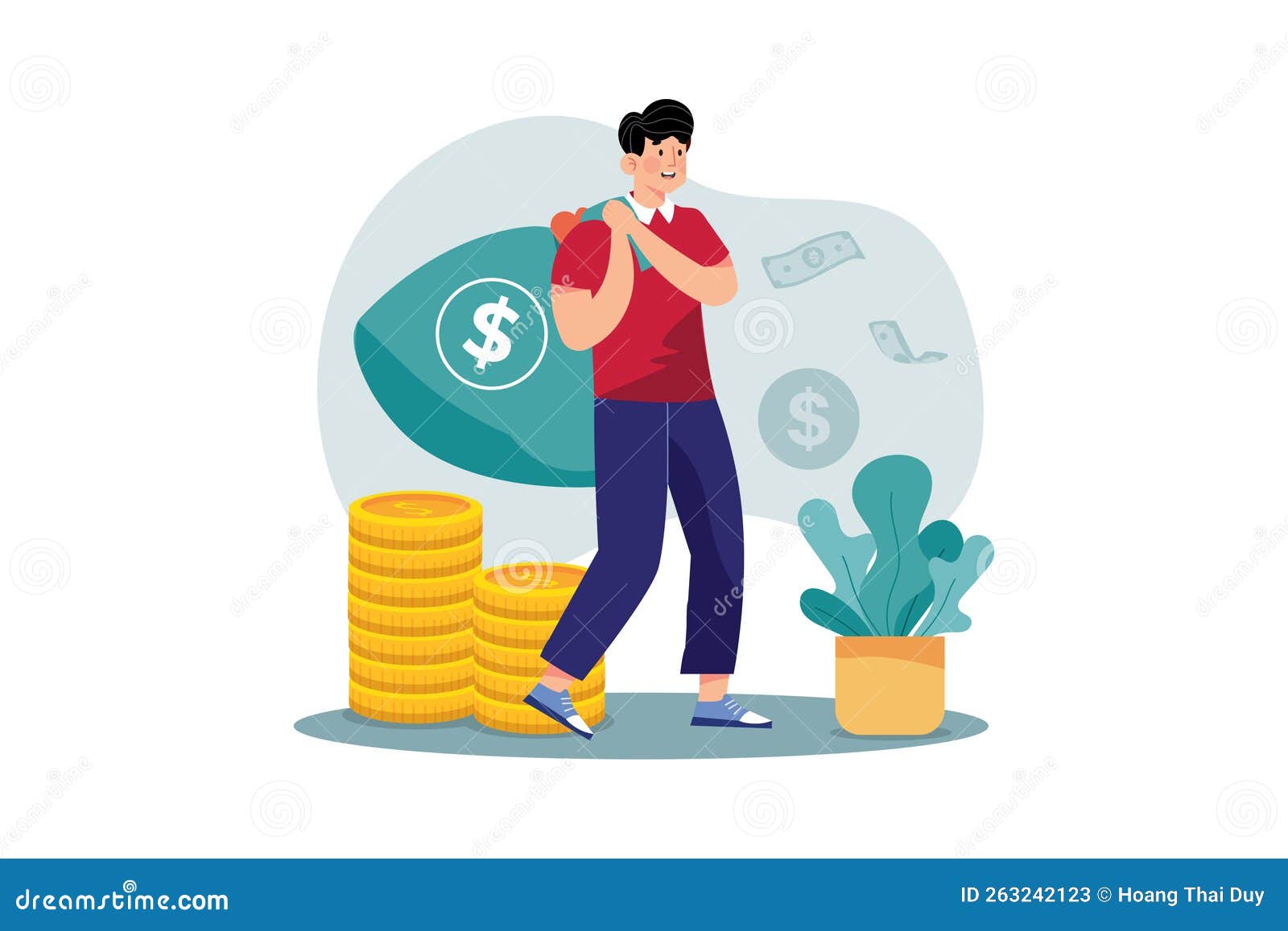 Man Carrying a Bag of Money Stock Vector - Illustration of leader ...