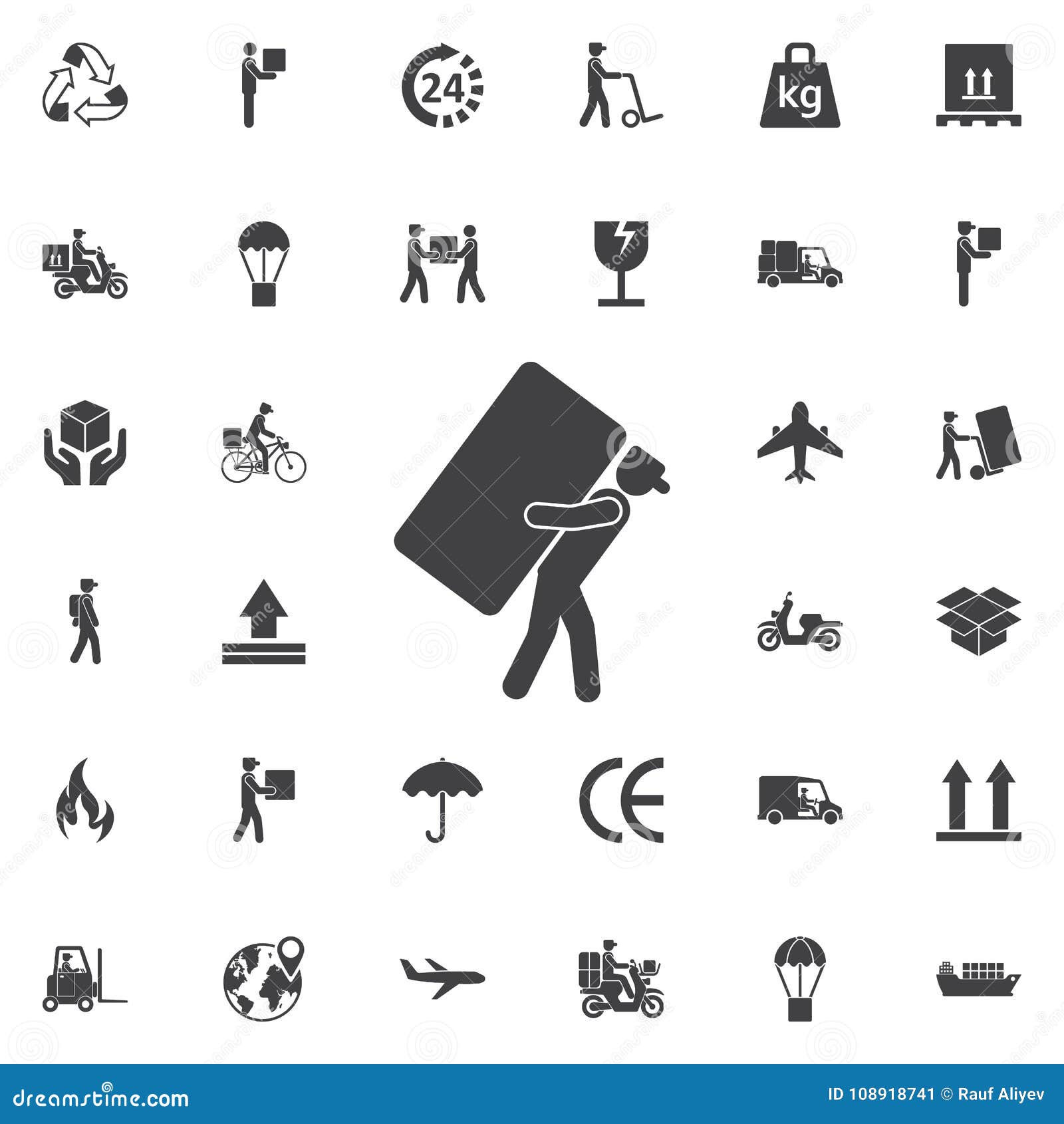 Man carrying Box Icon stock illustration. Illustration of deliver ...
