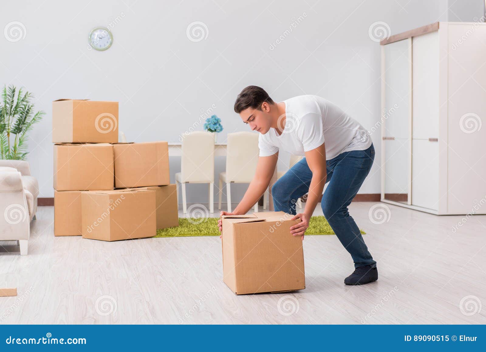 The Man Carrying Boxes at Home Stock Image - Image of movers, container ...