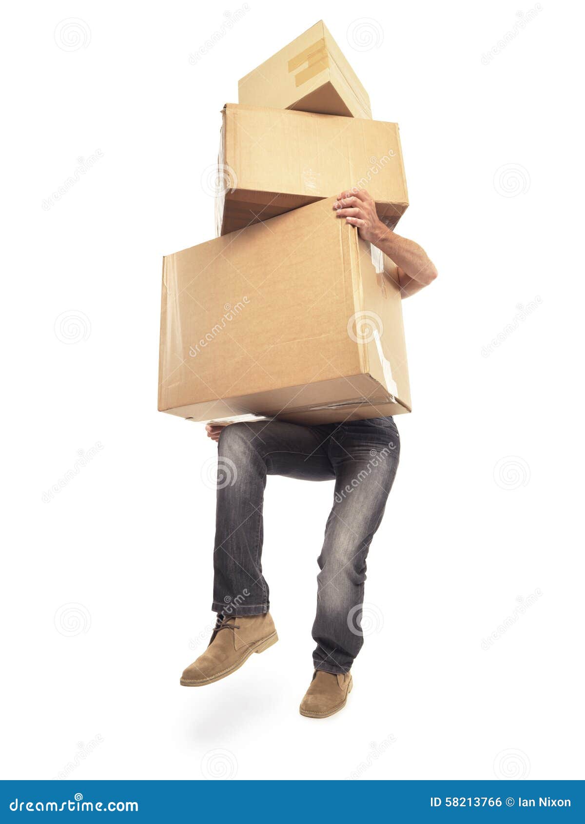 Man carrying boxes stock photo. Image of stacking, space - 58213766
